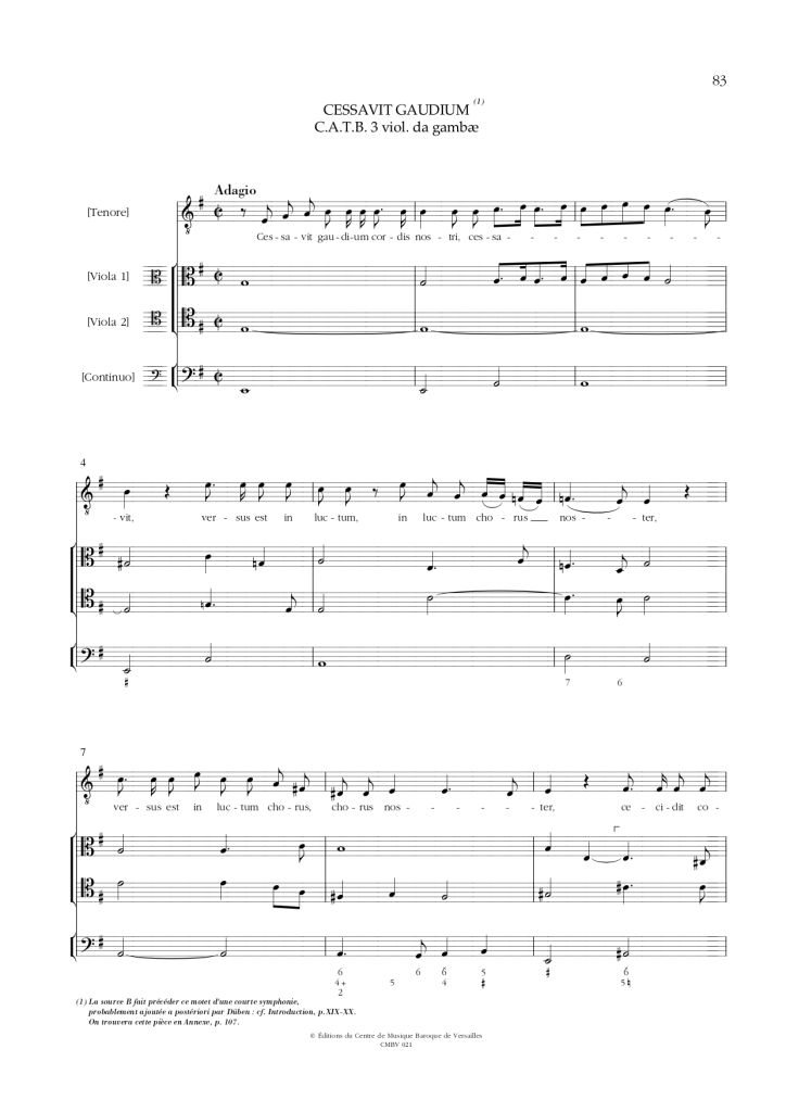 Cessavit gaudium | Centre de musique baroque de Versailles